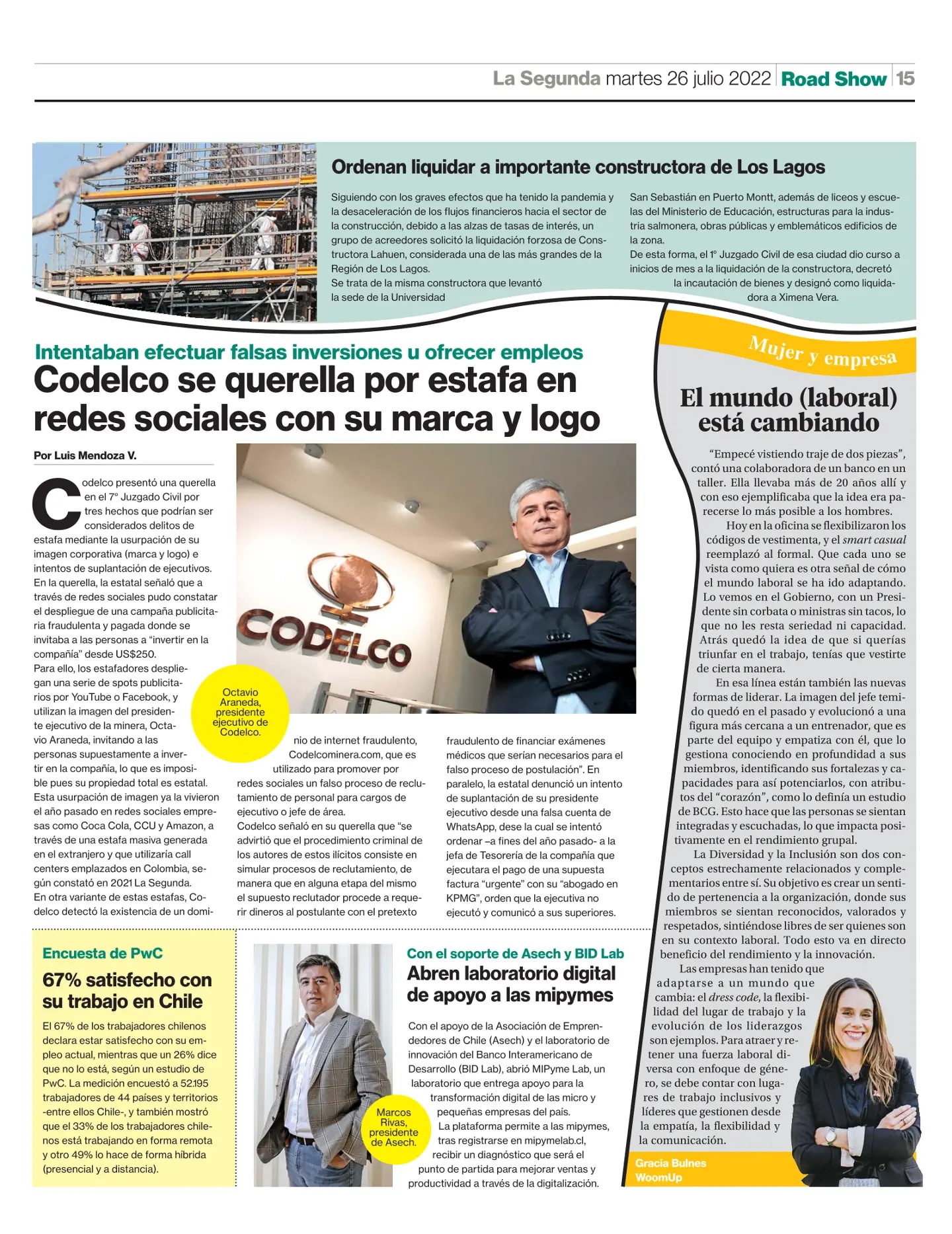 67% satisfecho con su trabajo en Chile