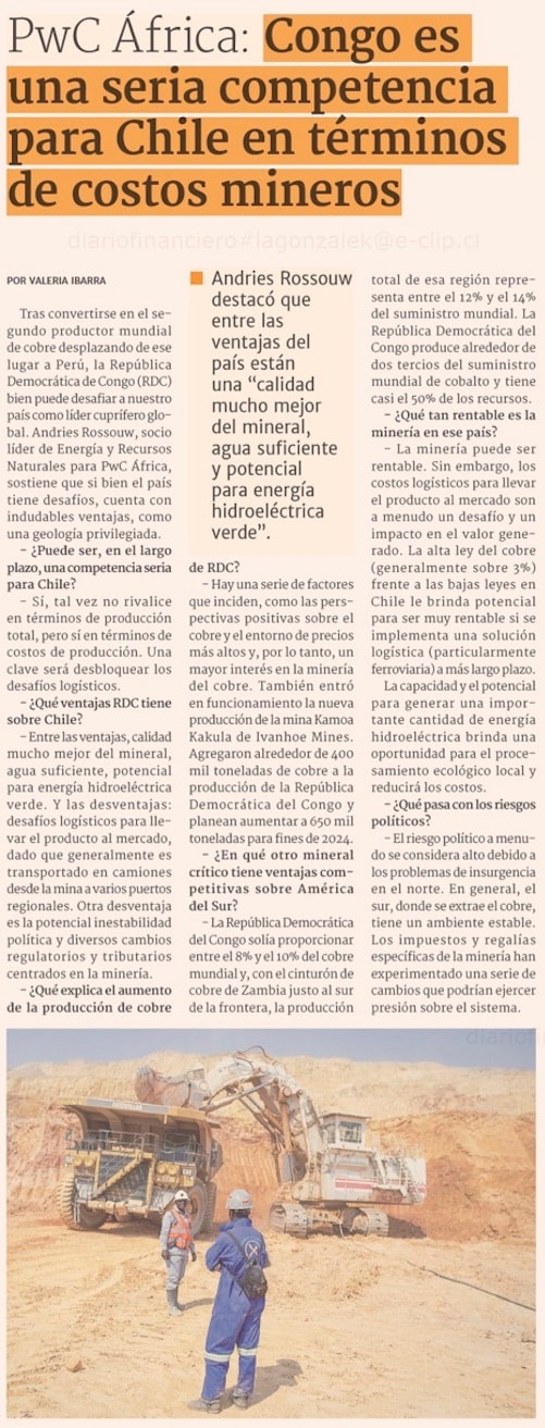 PwC África: Congo es una seria competencia para Chile en términos de ...