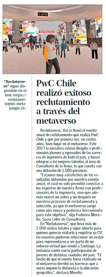 PwC Chile realizó exitoso reclutamiento a través del metaverso