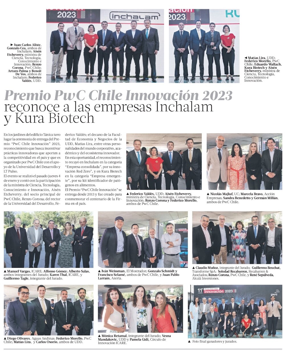 Premio PwC Chile Innovación 2023 reconoce a las empresas Inchalam y ...