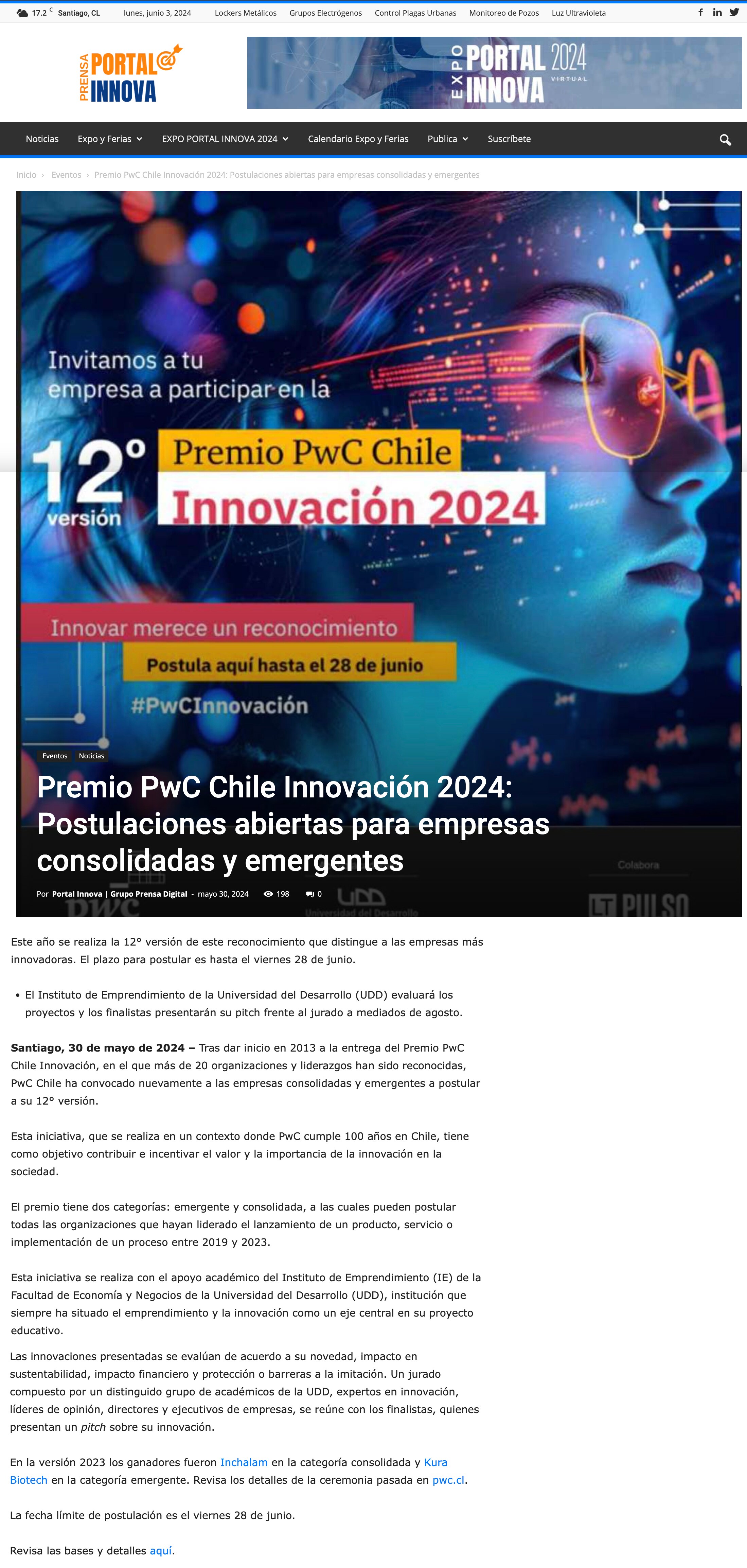 Premio PwC Chile Innovación 2024: Postulaciones abiertas para empresas ...