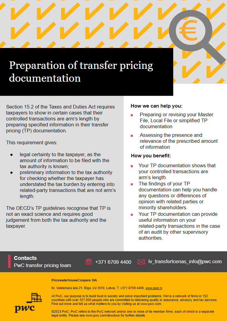 Transfer pricing services