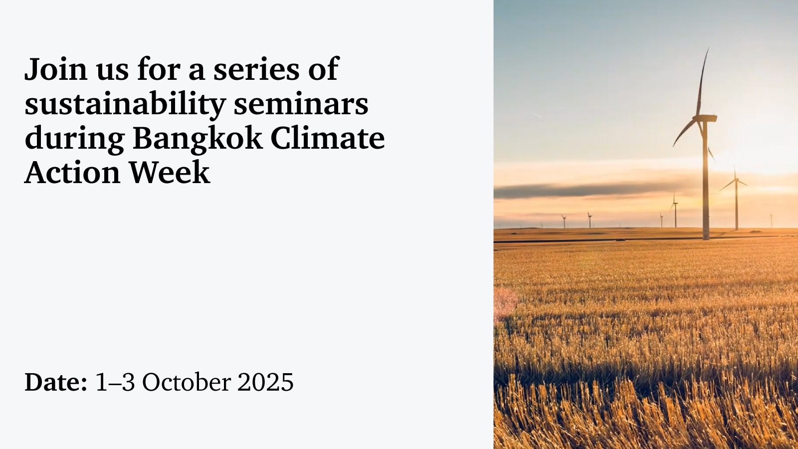 Join us for a series of sustainability seminars during Bangkok Climate Action Week